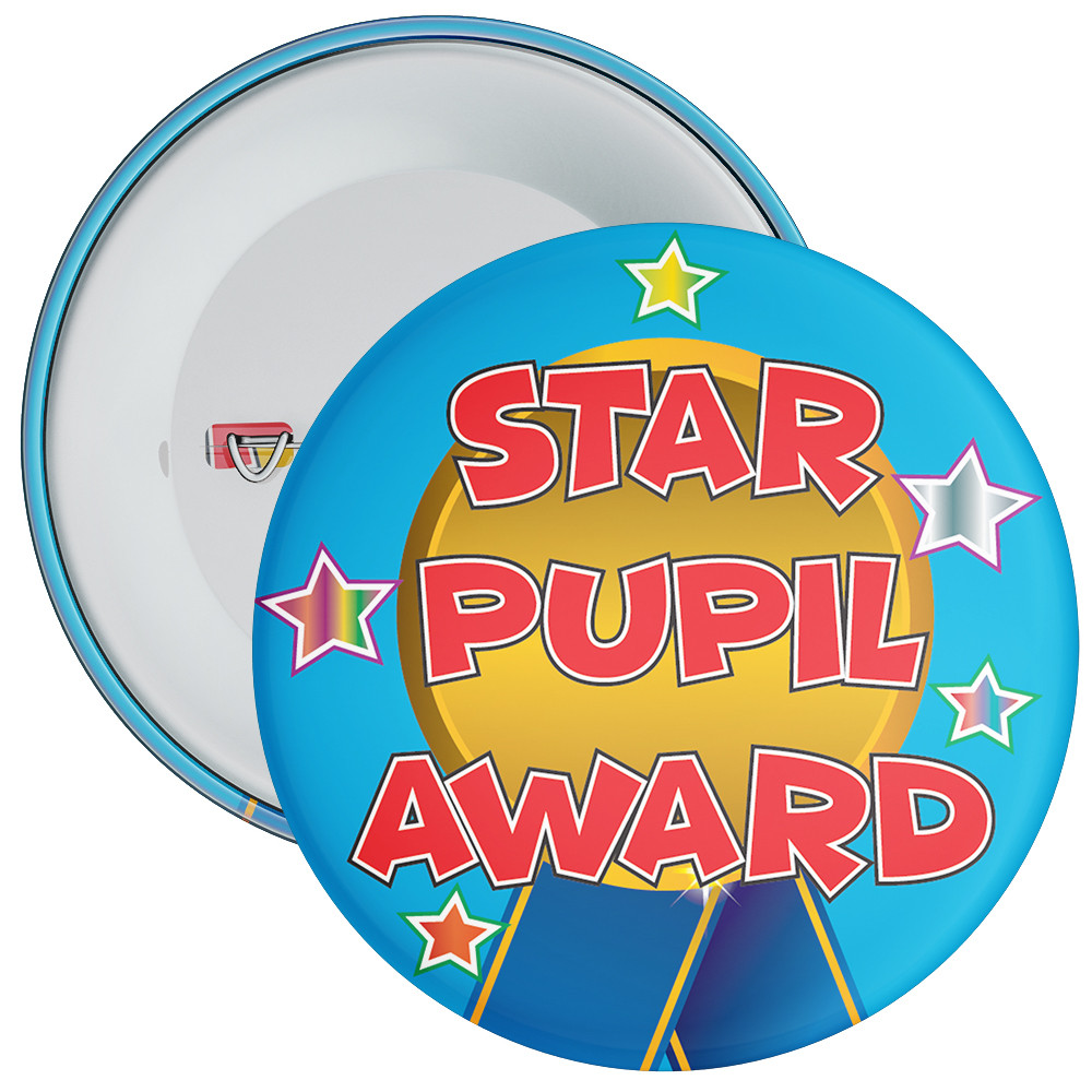 Pack of 20 School Star Pupil Award Badge - Blue - The Badge Centre