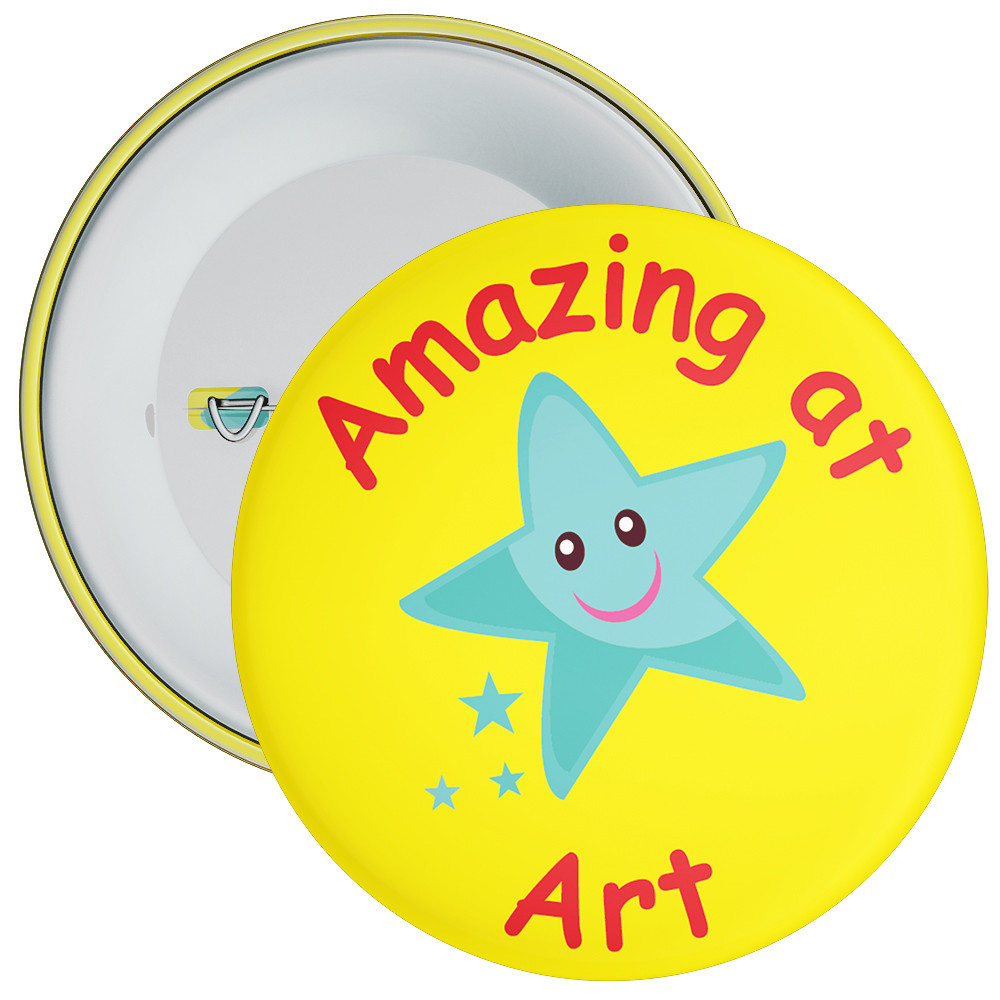 Pack of 20 School Amazing At Art (Yellow) Badge - The Badge Centre