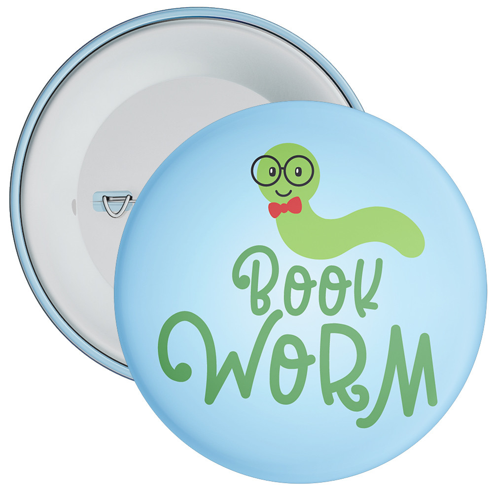 Pack of 20 School Blue Bookworm Badge - The Badge Centre