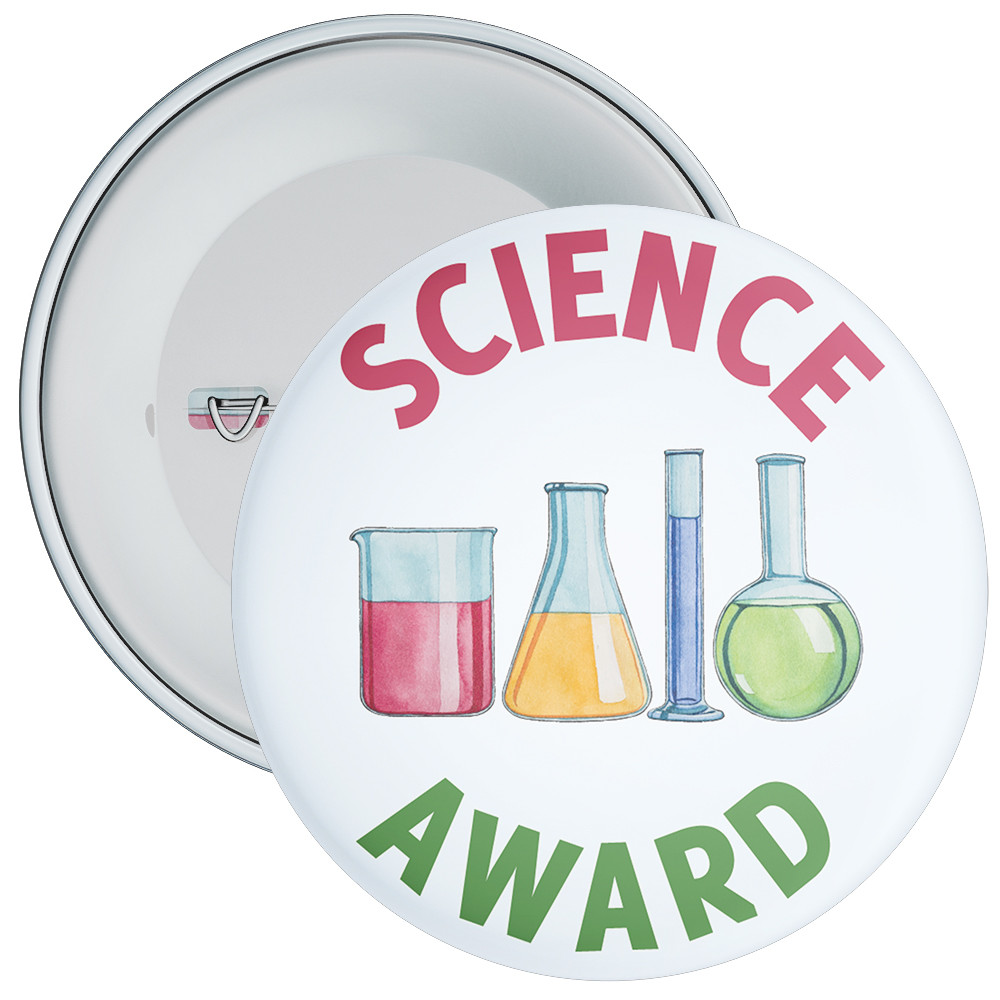 Pack of 20 School Science Award Beaker Badge - Green - The Badge Centre