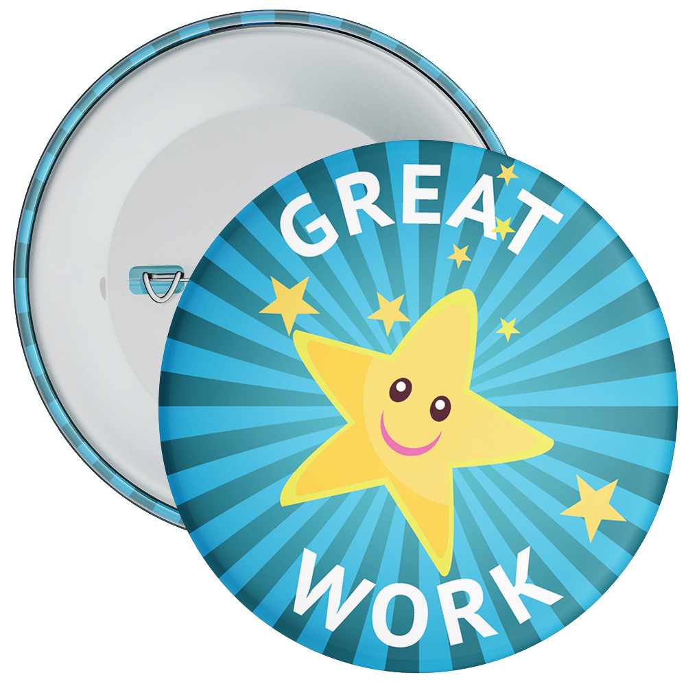 Pack of 20 School Spiral Pattern Great Work Badge 2 - The Badge Centre