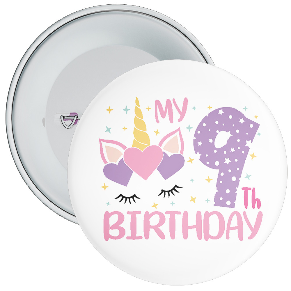 My 9th Unicorn Birthday Badge - The Badge Centre