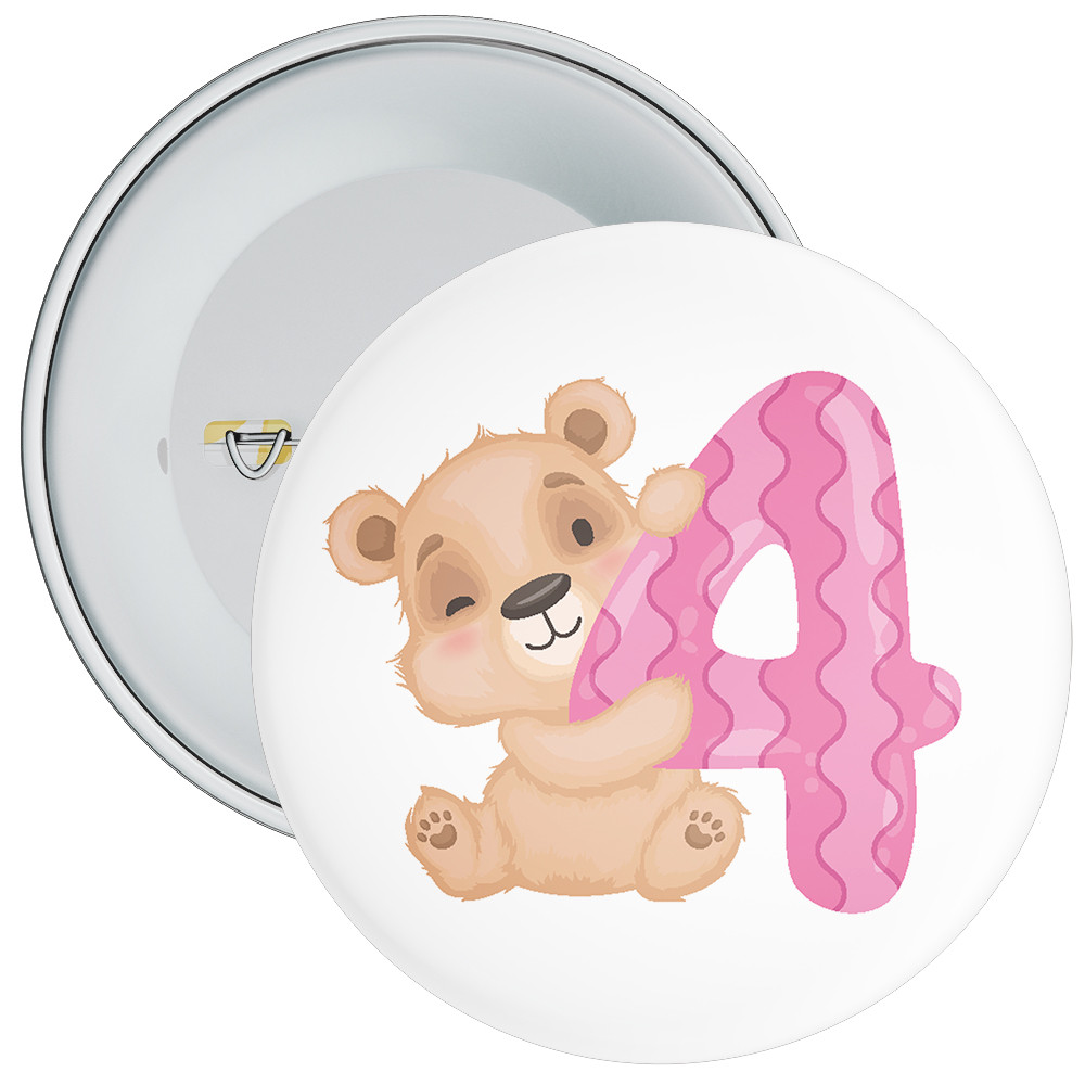 Bear 4th Birthday Badge - The Badge Centre