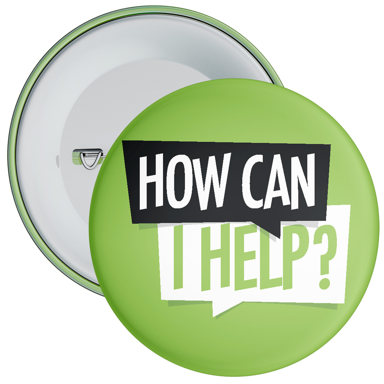 Green How Can I Help Badge - The Badge Centre