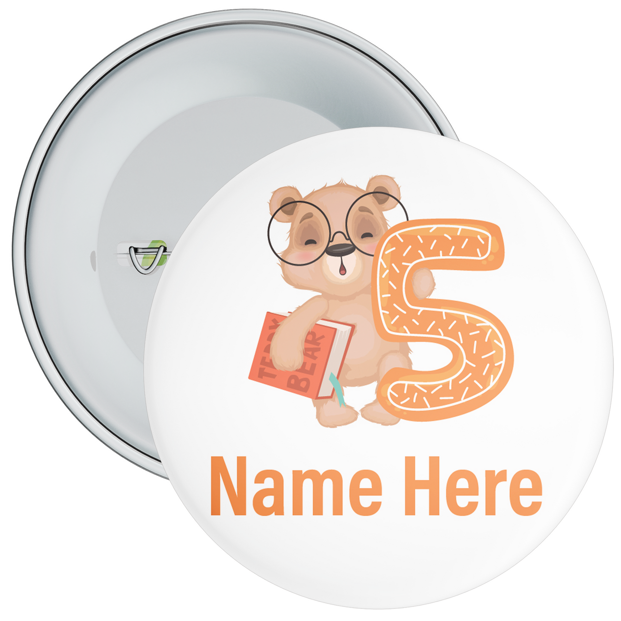 Personalised Bear 5th Birthday Badge - The Badge Centre