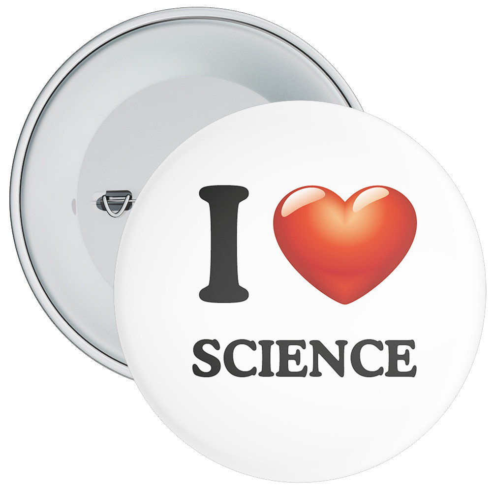 Pack of 20 School I Love Science Badge - White - The Badge Centre