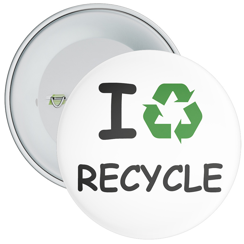 Pack of 20 School I Recycle Eco Badge - White - The Badge Centre