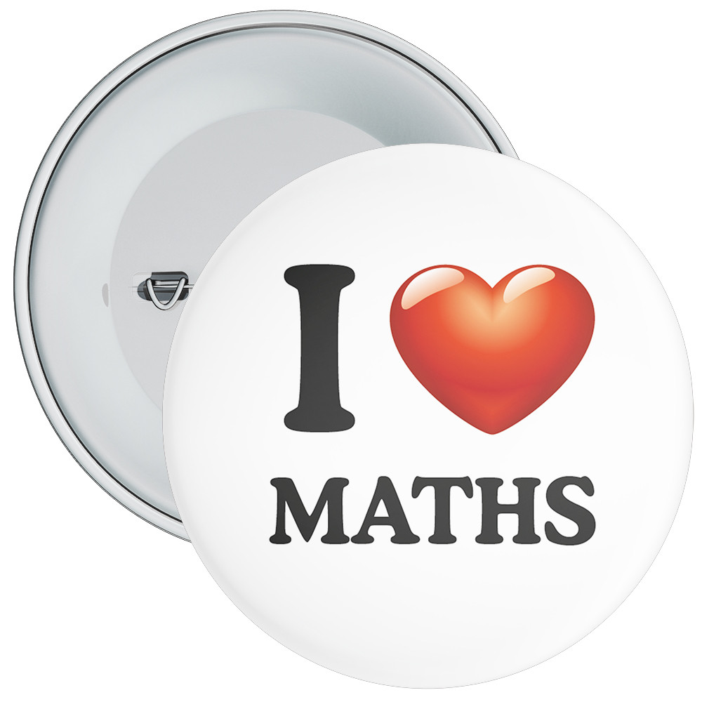 Pack of 20 School I Love Maths Badge - White - The Badge Centre