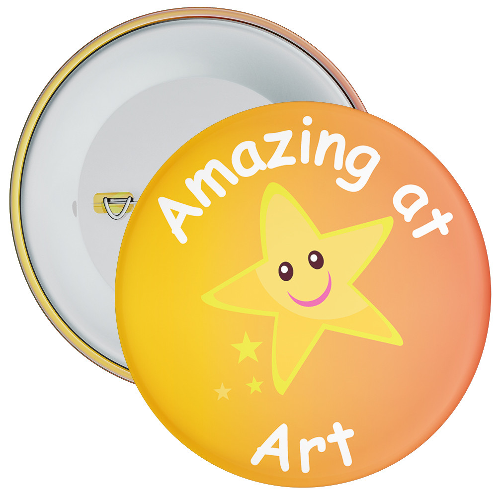 Pack of 20 School Amazing At Art (Yellow/Orange) Badge - The Badge Centre