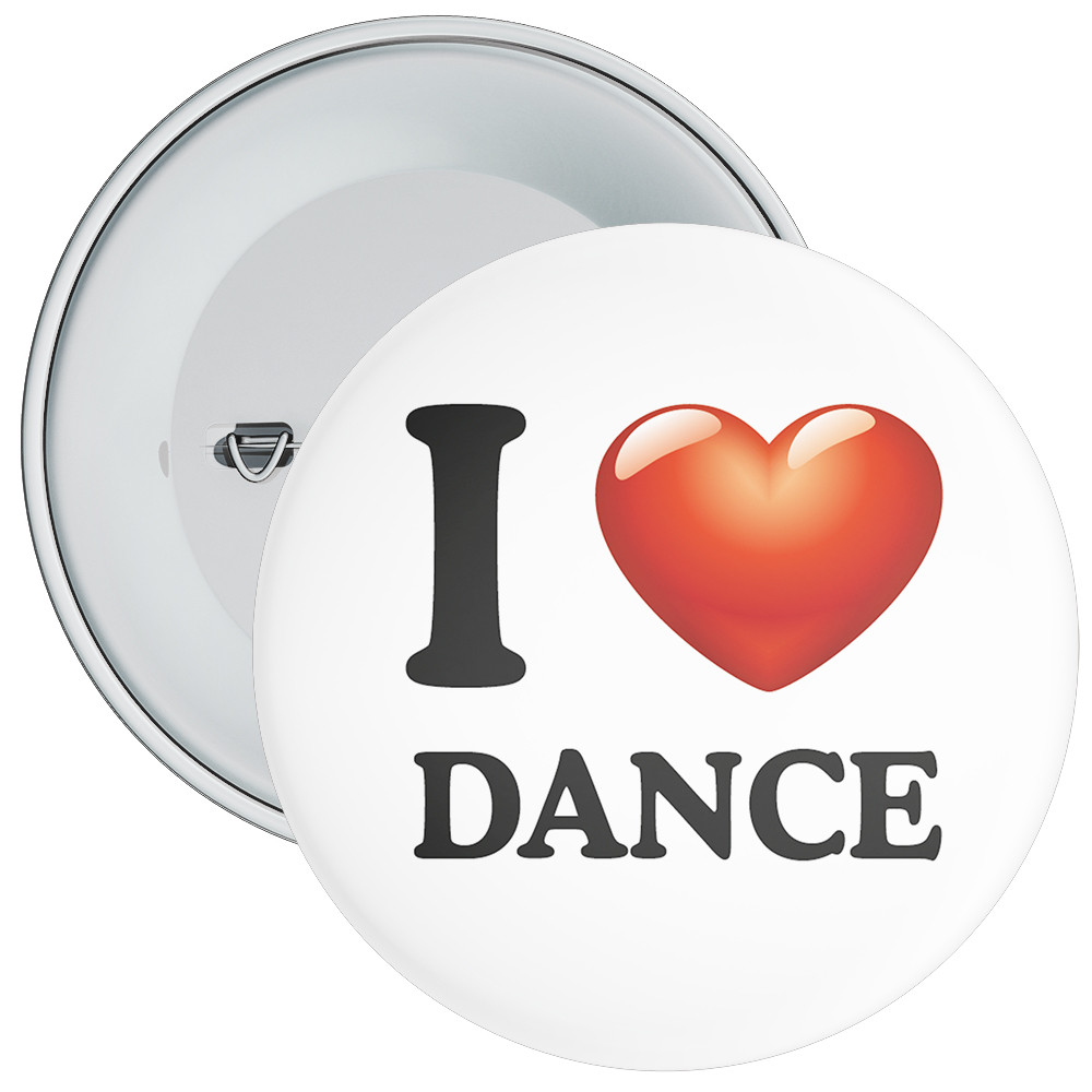 Pack of 20 School I Love Dance Badge - White - The Badge Centre