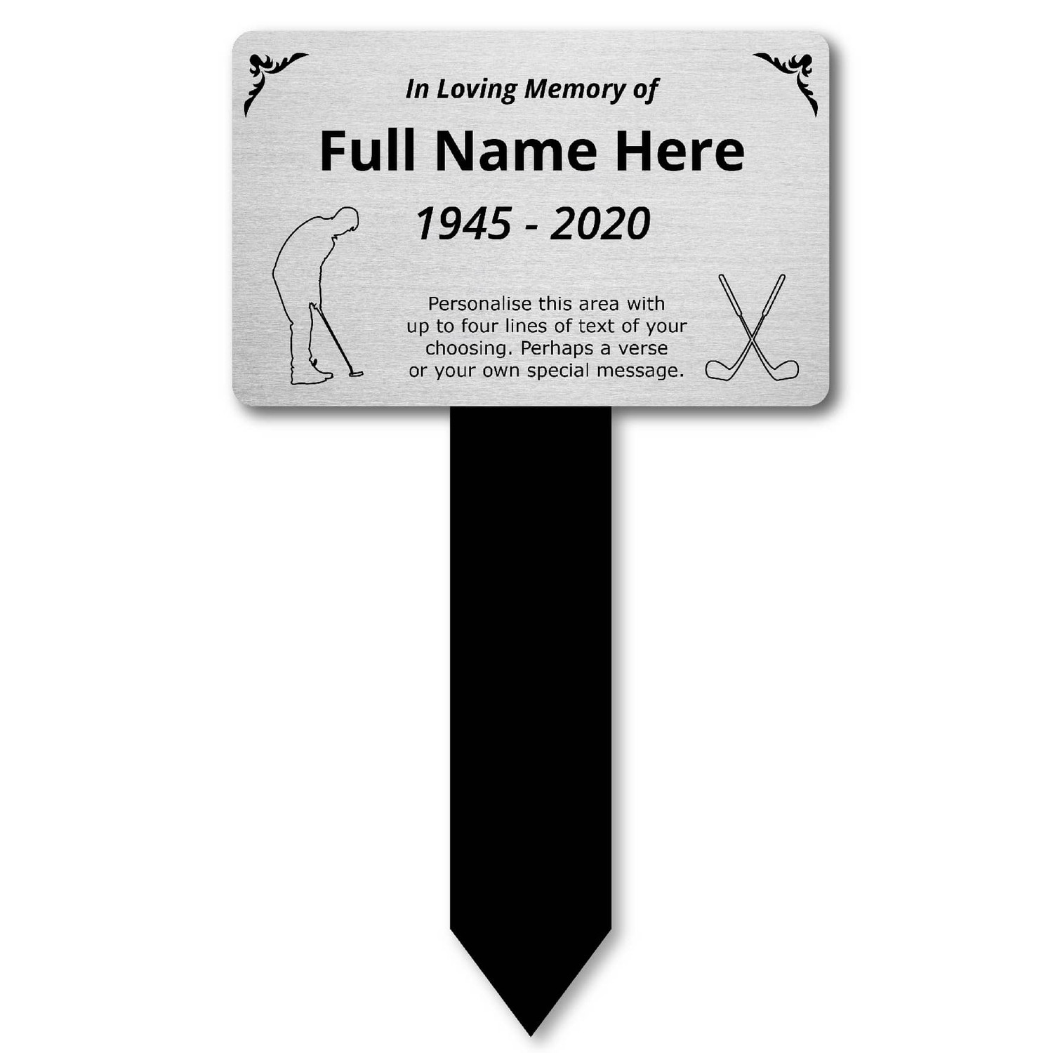 Personalised Memorial Plaque - In Loving Memory Plaque - Male Golfer ...
