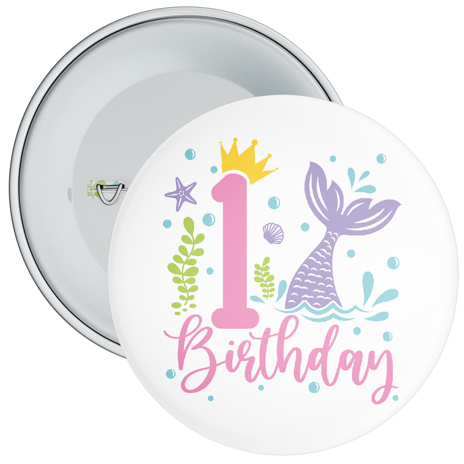 Mermaid 1st Birthday Badge Child – Age 1 - The Badge Centre