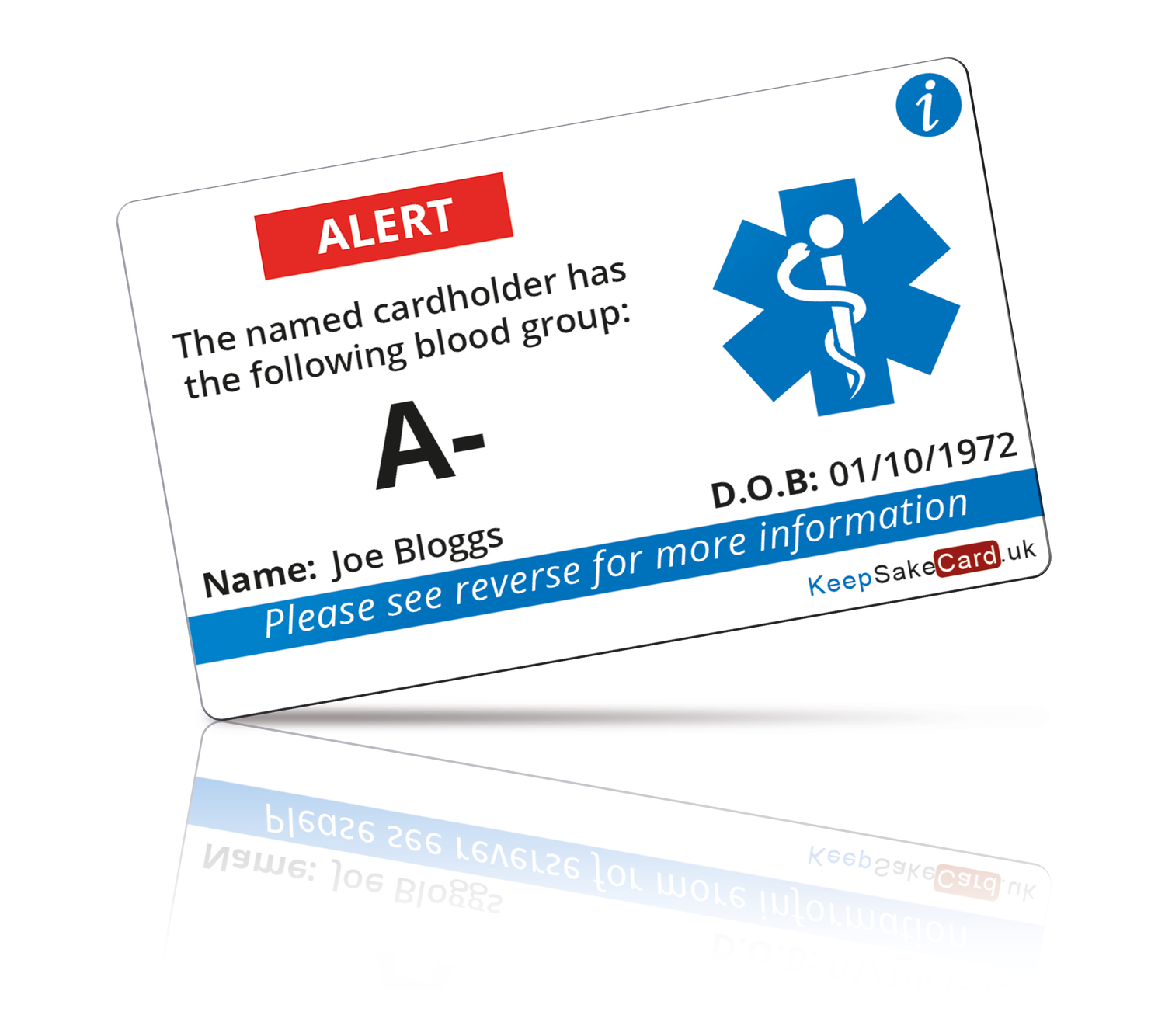 Blood Type A- I.C.E. Card - The Badge Centre