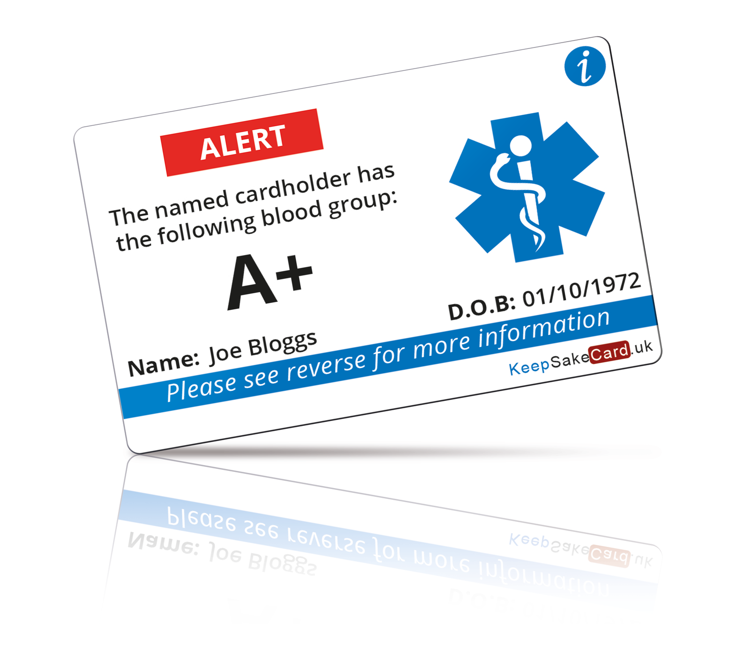 Blood Type A+ I.C.E. Card - The Badge Centre
