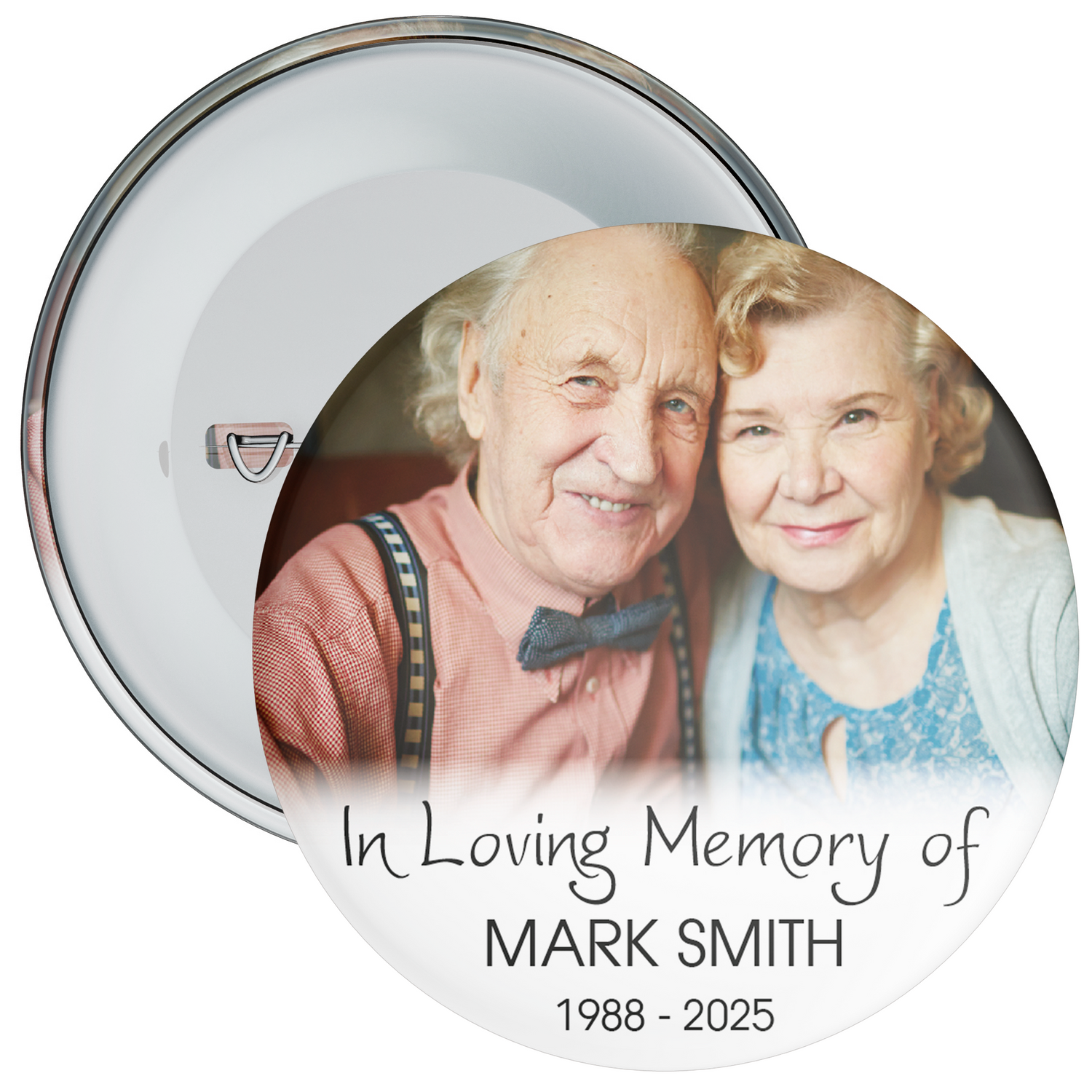 In Memory Of Photo Badge - White - The Badge Centre