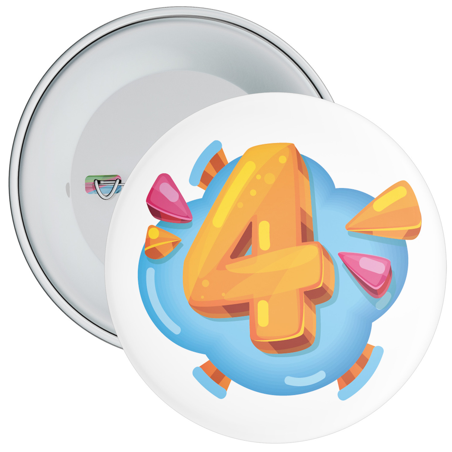 Colourful 4th Birthday Badge Child - Age 4 Badge - Colourful - The ...