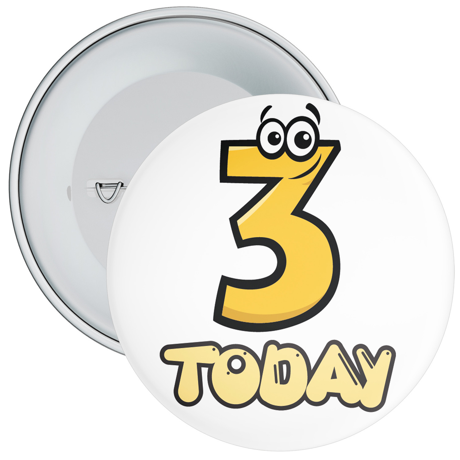 Colourful 3rd Birthday Badge 3 Today - Age 3 Badge - Yellow - The Badge ...