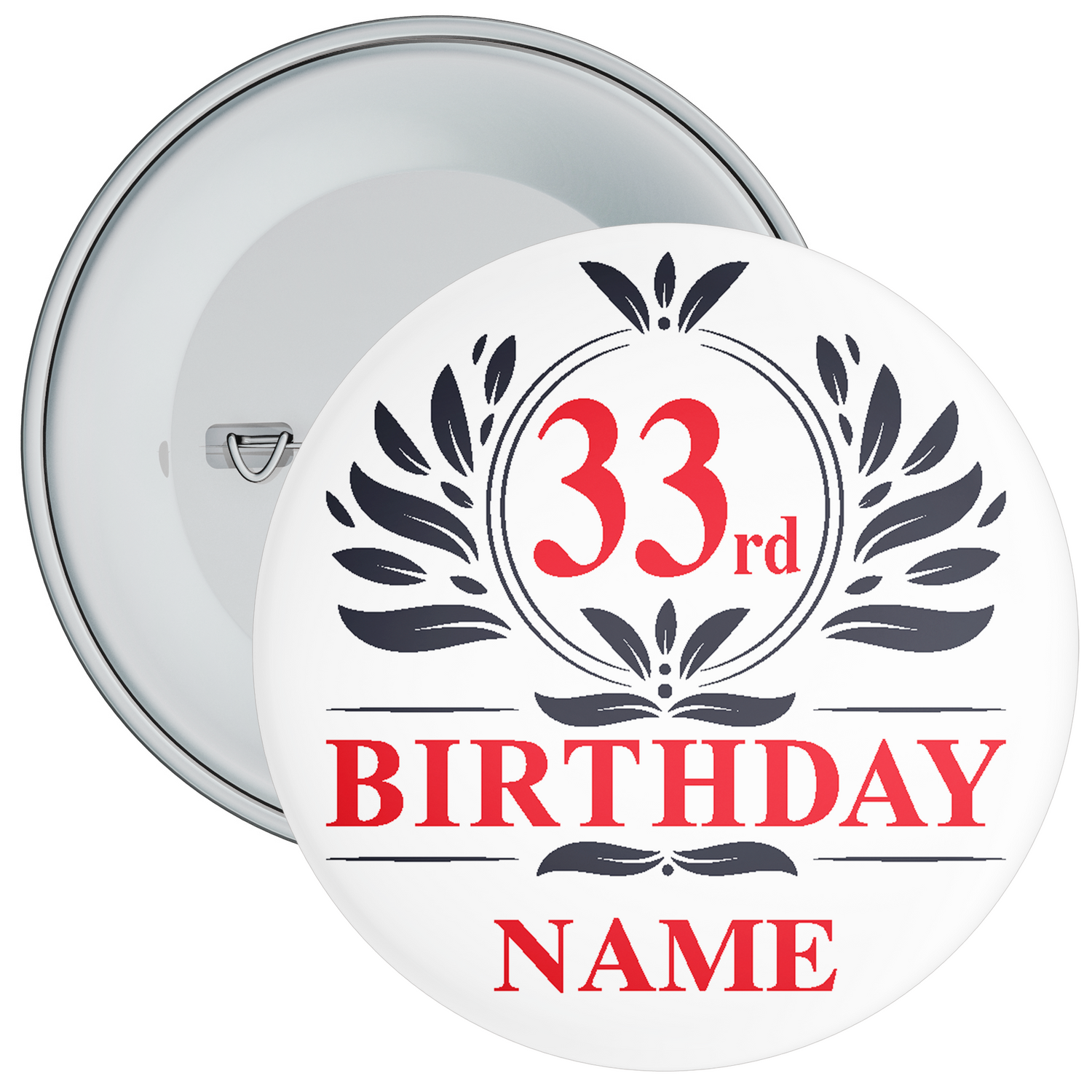 Personalised Monogram Themed 33rd Birthday Badge - Age 33 Badge - Boy ...
