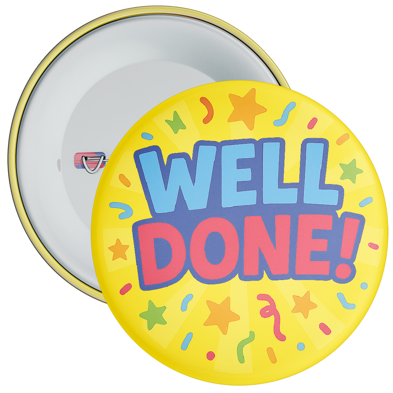 Pack of 20 School Well Done Badge Yellow - The Badge Centre