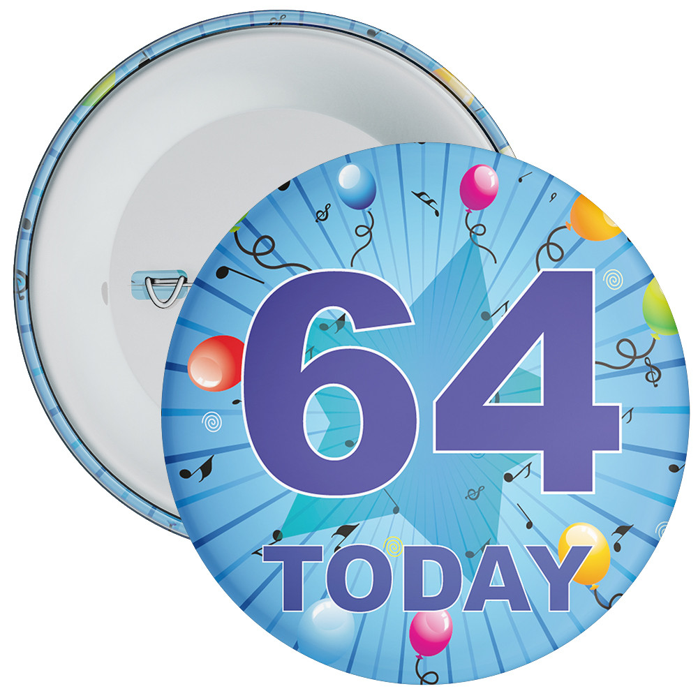 Blue 64th Birthday Badge - The Badge Centre