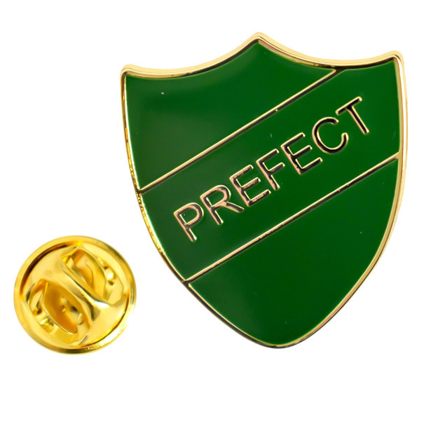 Green Prefect Badge - School Badge - Metal Shield - The Badge Centre
