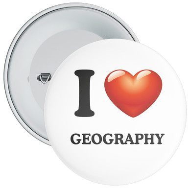 Pack of 20 School I Love Geography Badge - White - The Badge Centre