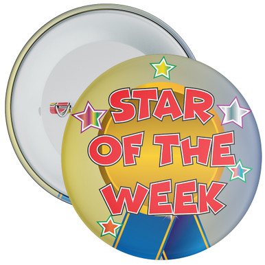 Pack of 20 School Multi Coloured Star of The Week Badge 1 - The Badge ...