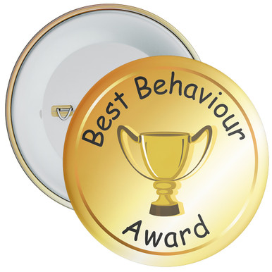 Pack of 20 School School Behaviour Award Badge (gold) - The Badge Centre