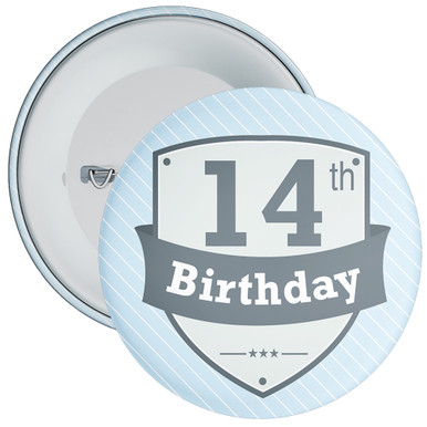 Vintage Retro 14th Birthday Badge - Age 14 Badge - Boy - Blue - The ...