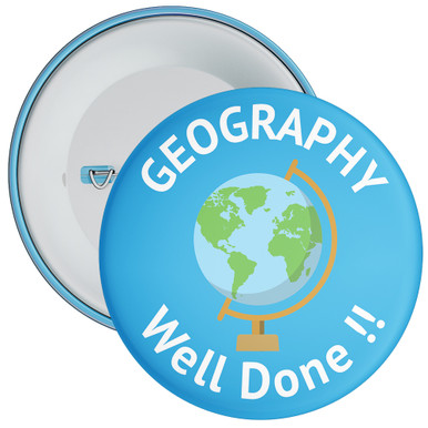 Pack of 20 School Blue Geography Well Done Badge - The Badge Centre