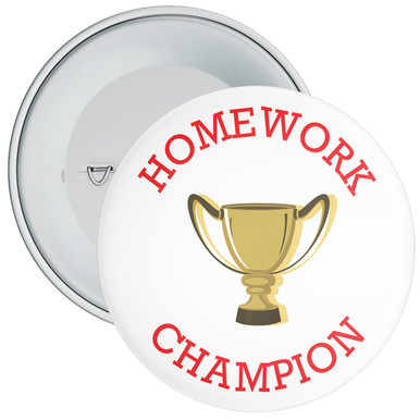 Pack of 20 School White Homework Champion Badge - The Badge Centre