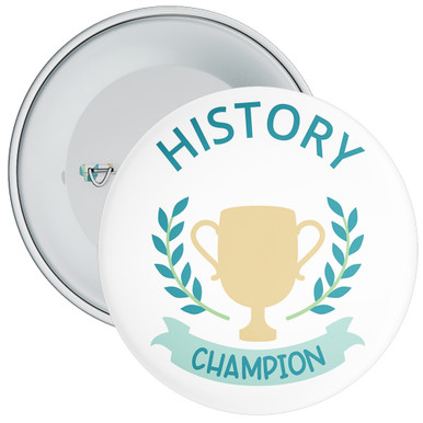 Pack of 20 History Champion School Badge - White - The Badge Centre