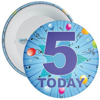 Blue 5th Birthday Badge - Age 5 Badge - The Badge Centre