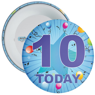 Blue 10th Birthday Badge - Age 10 Badge - The Badge Centre