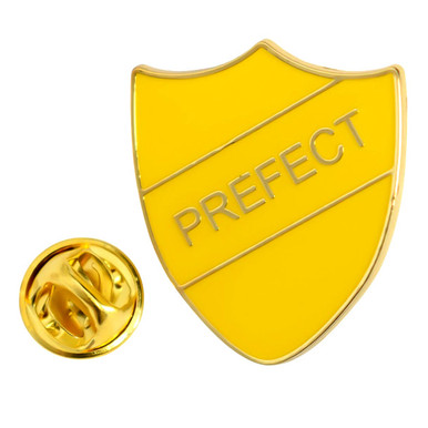 Yellow Prefect Badge - School Badge - Metal Shield - The Badge Centre