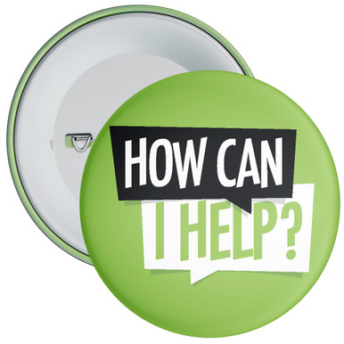 Green How Can I Help Badge - Retail Badge - The Badge Centre