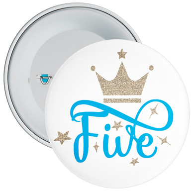 Crown 5th Birthday Badge Blue Child - Age 5 Badge - Blue - Boy - The ...