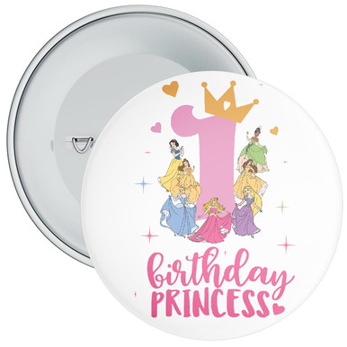 Pink 1st Birthday Princess Badge - Pink - Girl - The Badge Centre