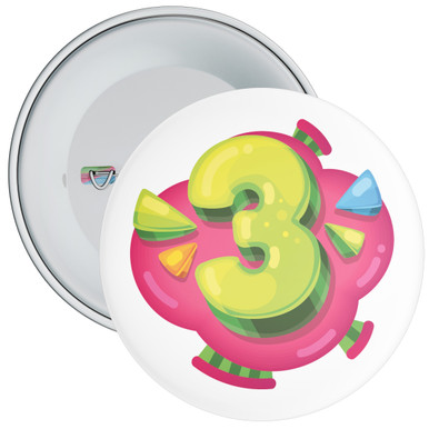 Colourful 3rd Birthday Badge - Age 3 Badge - Colourful - The Badge Centre