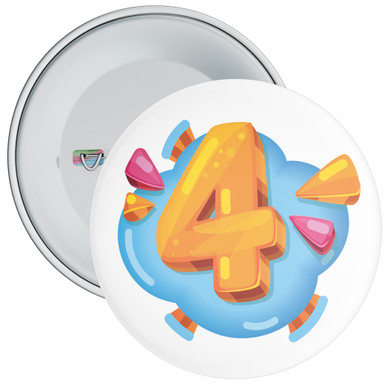 Colourful 4th Birthday Badge Child - Age 4 Badge - Colourful - The ...