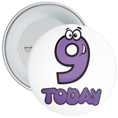 Colourful 9th Birthday Badge Child 9 Today - Age 9 Badge - Purple - The ...