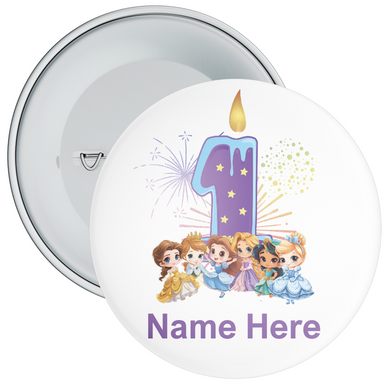Personalised Princess 1st Birthday Badge Purple - Age 1 Badge - Purple ...