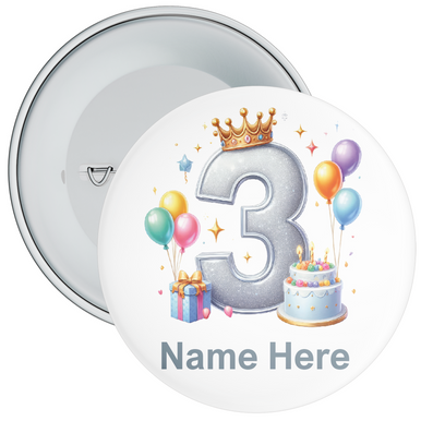 Personalised Balloon Themed 3rd Birthday Badge Child - Age 3 Badge ...