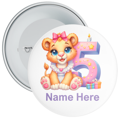Personalised Lioness 5th Birthday Badge - Age 5 Badge - Colourful - Boy ...