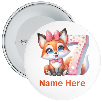 Personalised Fox 7th Birthday Badge - Age 7 Badge - Colourful - Boy ...