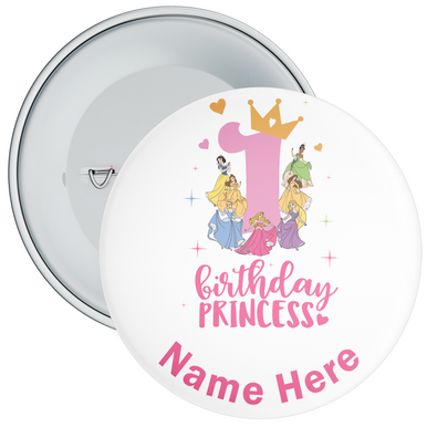 Personalised 1st Birthday Princess Badge | Age 1