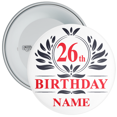 Personalised Monogram Themed 26th Birthday Badge - Age 26 Badge - Boy ...