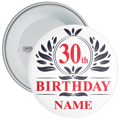 Personalised Monogram Themed 30th Birthday Badge - Age 30 Badge - Boy ...