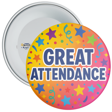Pack of 20 School Great Attendance Badge with Star Colourful Background ...