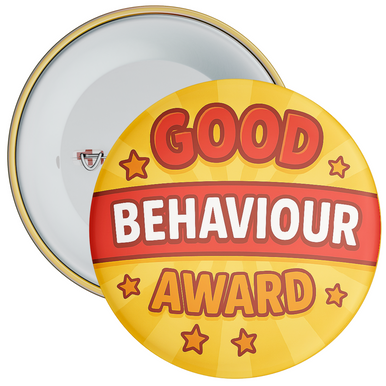 Pack of 20 School Good Behaviour Award Badge Yellow - The Badge Centre